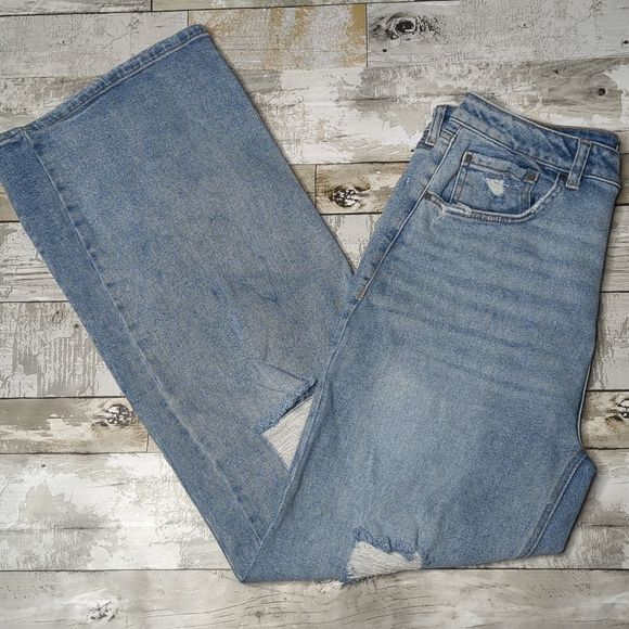 bp | Jeans | Bp Highrise Wide Leg Flare Distressed Light Wash Denim ...